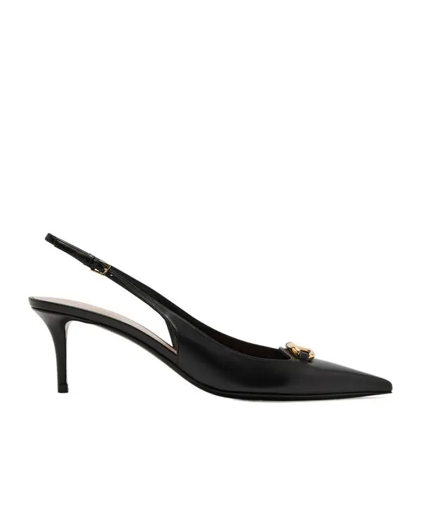 Valentino Garavani 60 Vlogo Leather Slingback Pumps - Black
