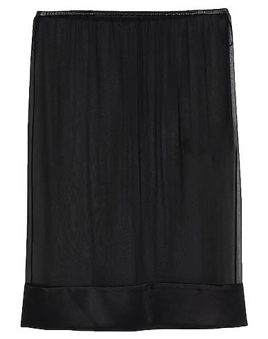 Saint Laurent Solid Color Satin Skirt With Leather Panels