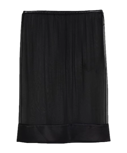 Saint Laurent Flared Satin Skirt With Leather Panels - Black