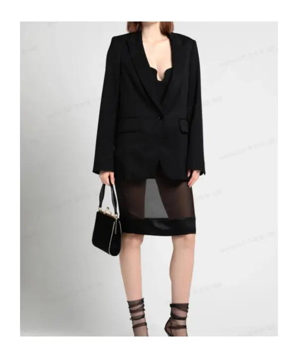 Saint Laurent Flared Satin Skirt With Leather Panels