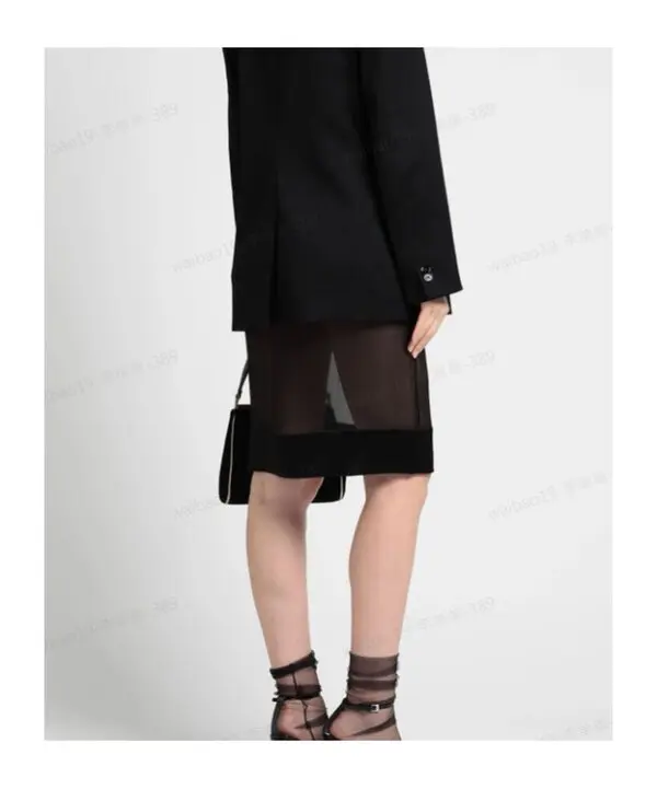 Saint Laurent Flared Satin Skirt With Leather Panels