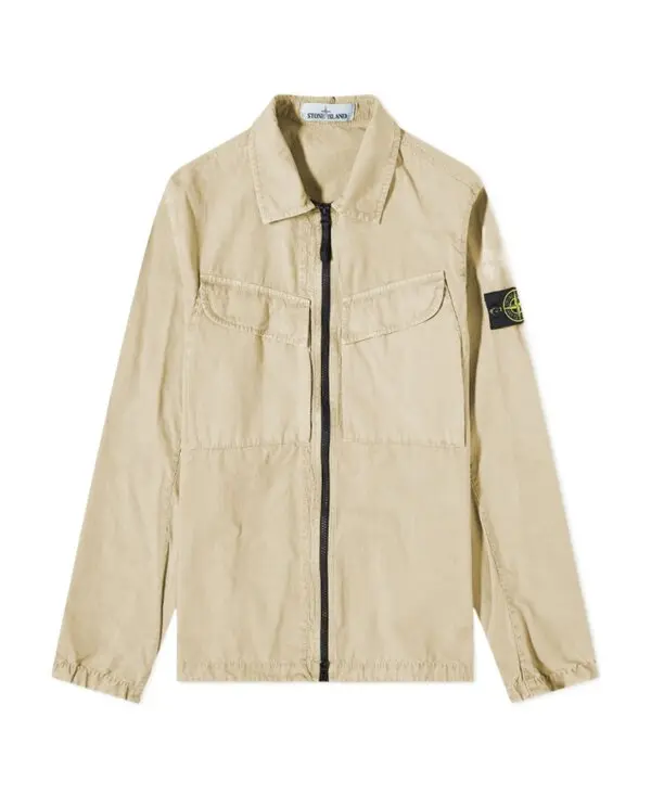 Stone Island Zip-up Shirt Jacket With Logo Detail