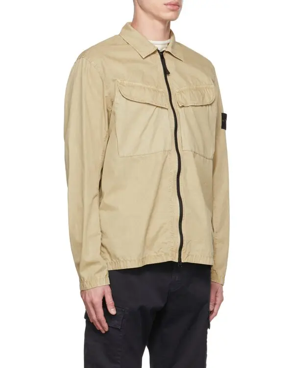 Stone Island Zip-up Shirt Jacket With Logo Detail