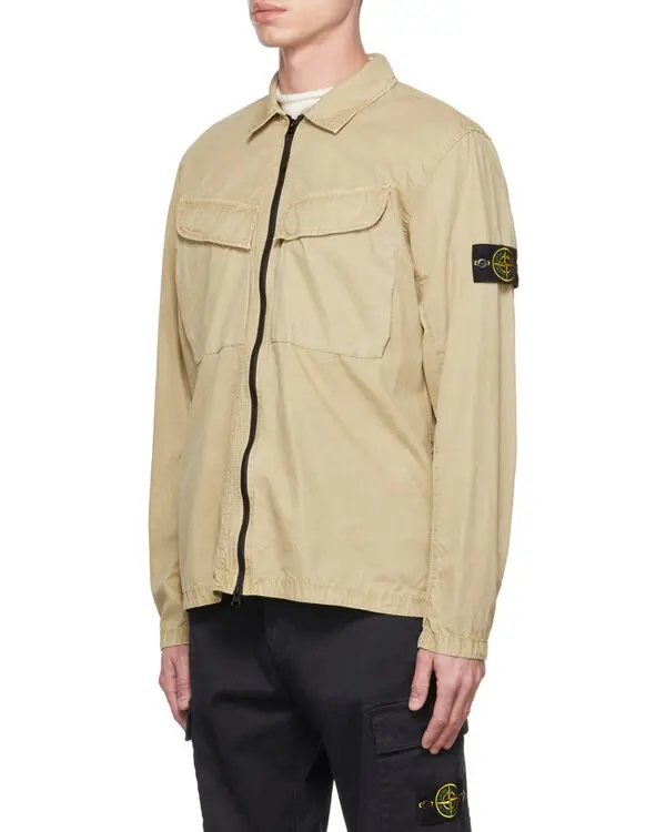 Stone Island Zip-up Shirt Jacket With Logo Detail