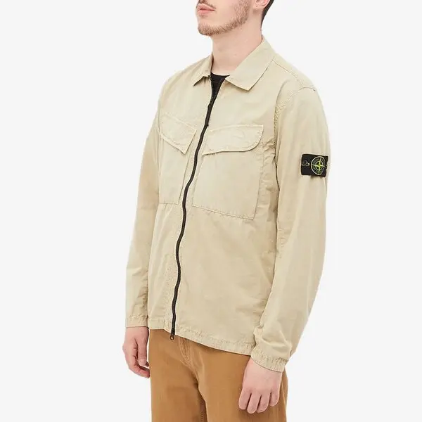 Stone Island Zip-up Shirt Jacket With Logo Detail