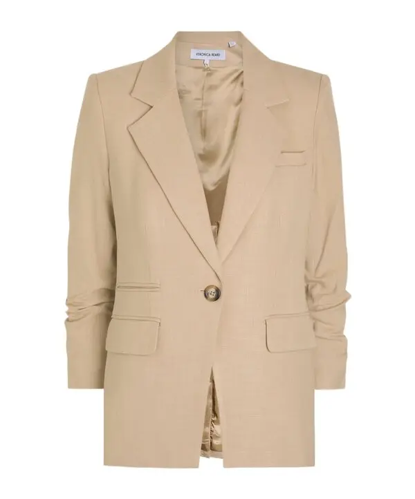 Veronica Beard Battista Gathered-sleeve Woven Blazer