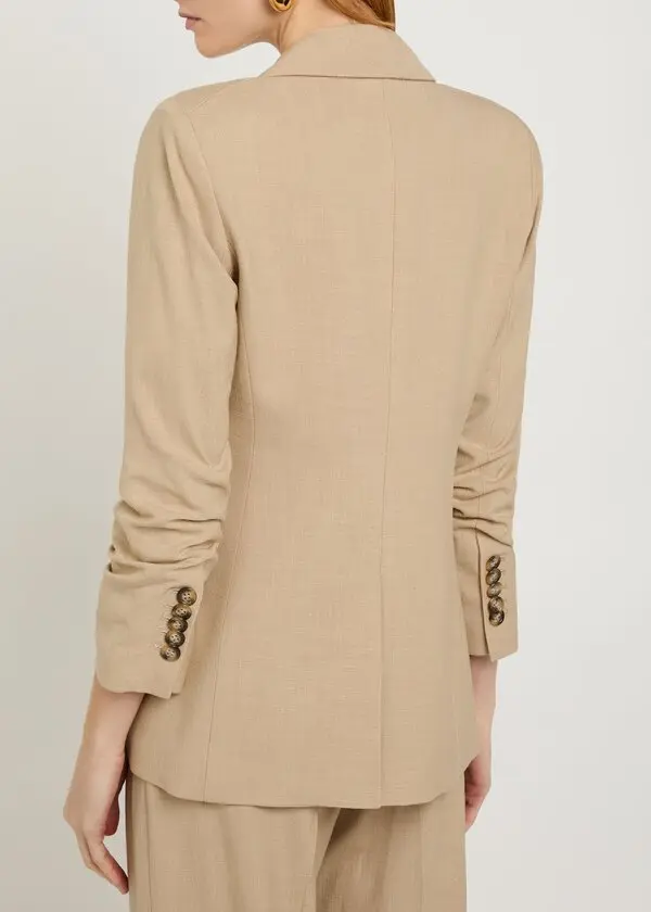 Veronica Beard Battista Gathered-sleeve Woven Blazer