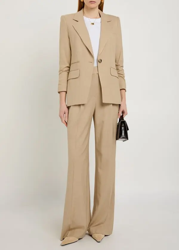 Veronica Beard Battista Gathered-sleeve Woven Blazer