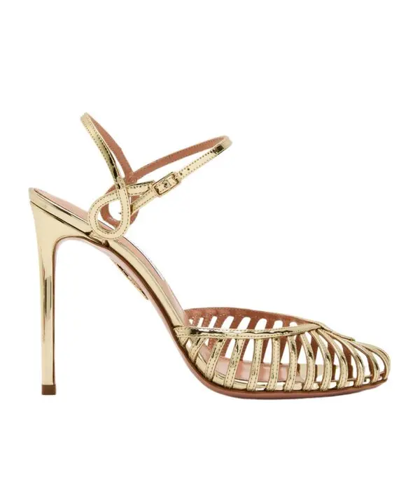 AQUAZZURA Sweet Surrender 105 Metallic Leather Pumps
