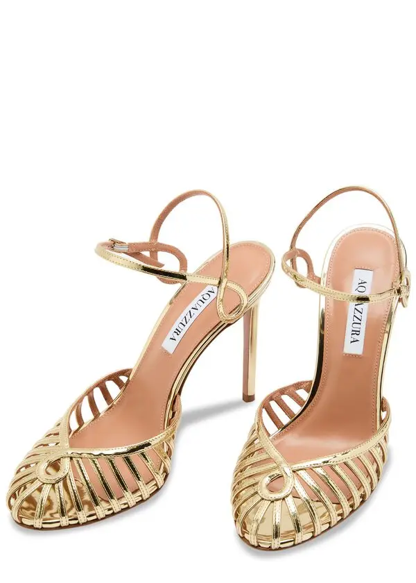 AQUAZZURA Sweet Surrender 105 Metallic Leather Pumps