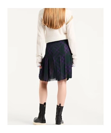 Burberry Checked Mini Skirt With Ribbon Detail