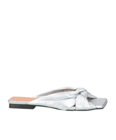 GANNI Metallic Textured Knot Detail Slippers