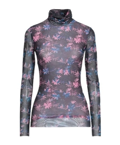 GANNI Floral Print Long Sleeve Turtleneck Top