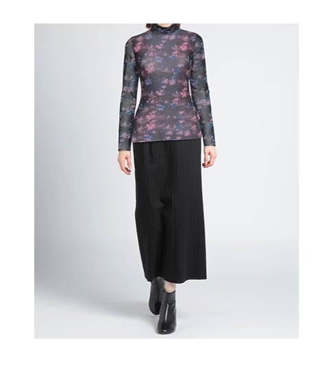 GANNI Floral Print Long Sleeve Turtleneck Top