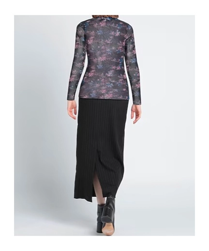 GANNI Floral Print Long Sleeve Turtleneck Top