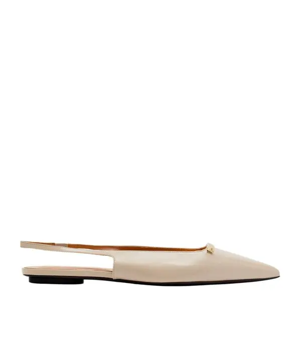 TOD'S Slingback Ballerina Flats In Smooth Leather - Nude
