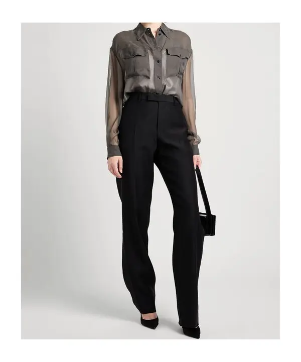 Saint Laurent Classic Collar Long Sleeve Shirt With Chest Pockets