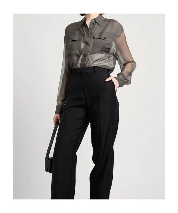 Saint Laurent Classic Collar Long Sleeve Shirt With Chest Pockets