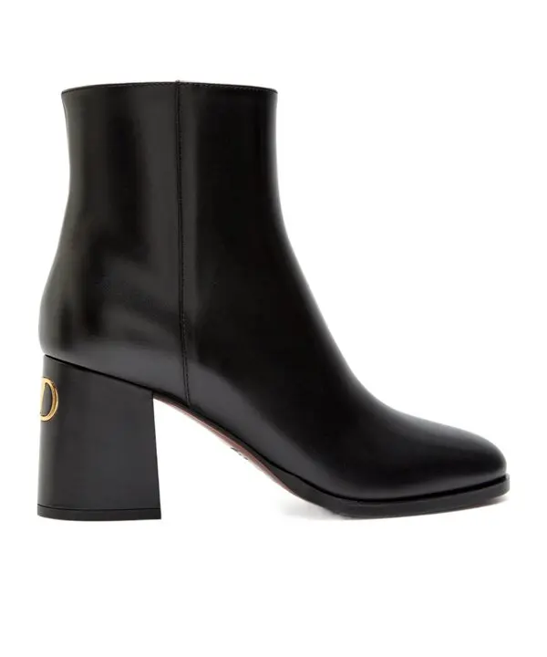 Valentino Garavani Fawcette Vlogo Leather Ankle Boots - Black