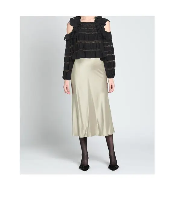 Isabel Marant Étoile Satin Lace Gathered Long Sleeve Top