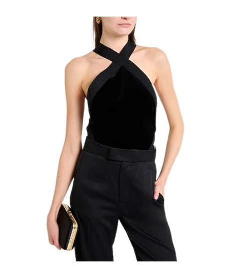 Saint Laurent Velvet Halter Sleeveless Jumpsuit