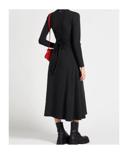 GANNI Midi Dress With Crewneck And Long Sleeves