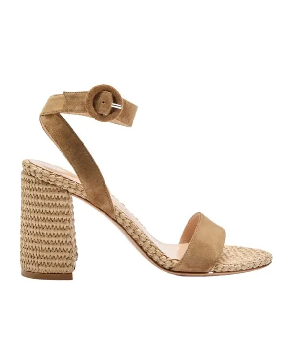 GIANVITO ROSSI Luana 90 Raffia And Suede Sandals