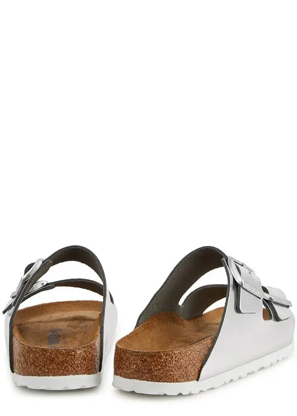 BIRKENSTOCK Arizona Metallic Leather Sliders - White
