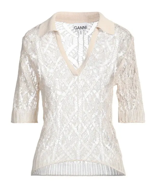 GANNI V-neck Short Sleeve Knit Jumper
