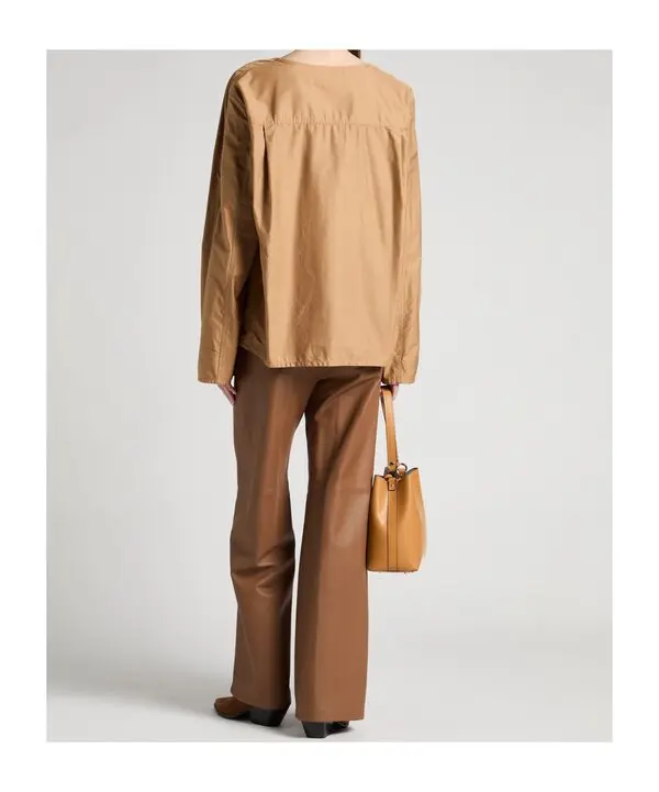 Saint Laurent Round Neck Long-sleeved Cover-up - Nude