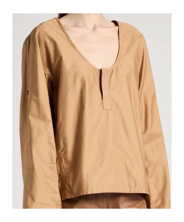 Saint Laurent Round Neck Long-sleeved Cover-up - Nude