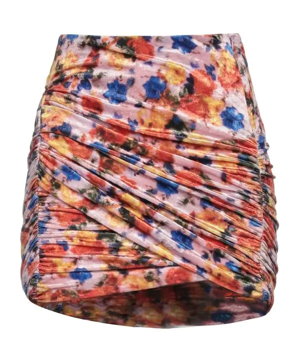 Isabel Marant Étoile Ruched Floral Print Velvet Midi Skirt