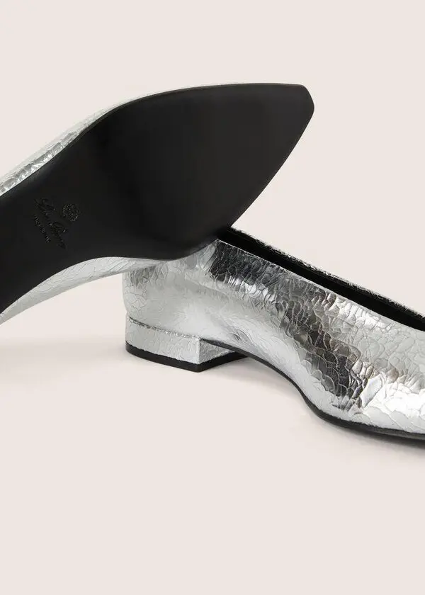 Loro Piana Rebecca Crack-texture Ballet Flats