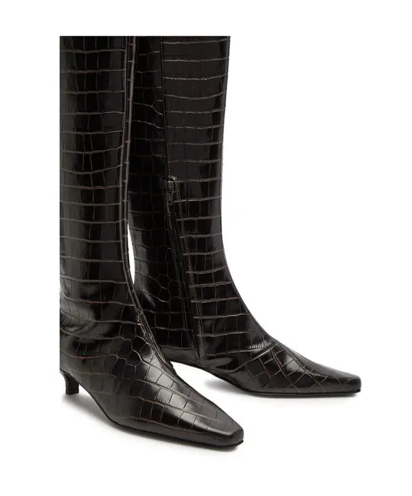 TOTEME Crocodile-effect Leather Knee-high Boots