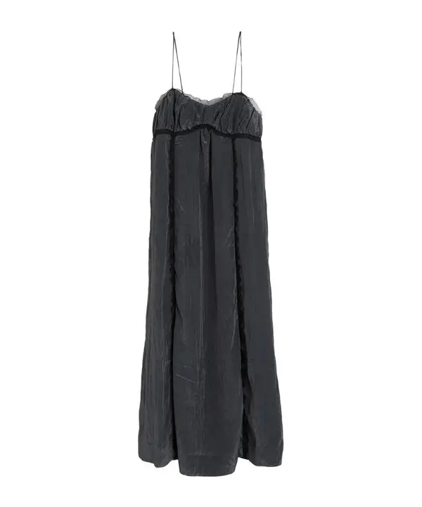 GANNI Sweetheart Neckline Sleeveless Dress - Black