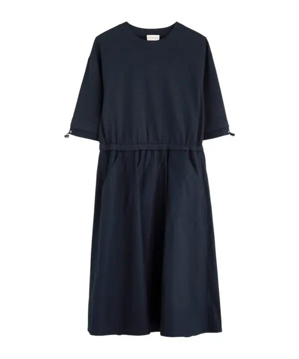 Moncler Cotton And Woven Midi Dress - Black