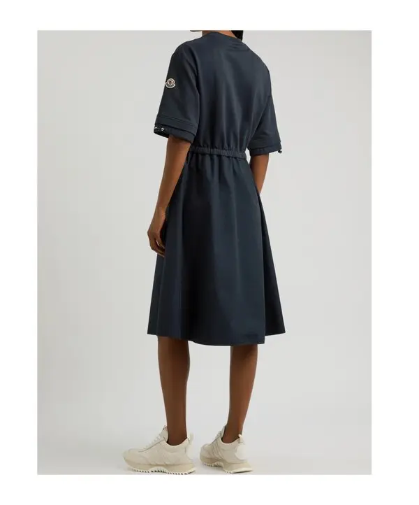Moncler Cotton And Woven Midi Dress