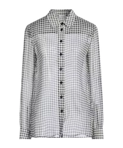 Burberry Silk Houndstooth Shirt - Gray