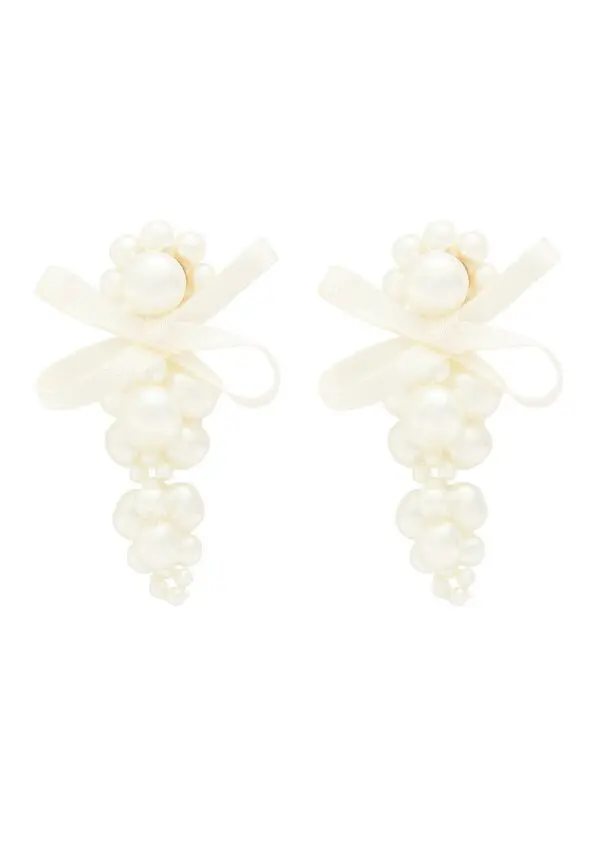 Simone Rocha Petite Bow Faux Pearl-embellished Earrings