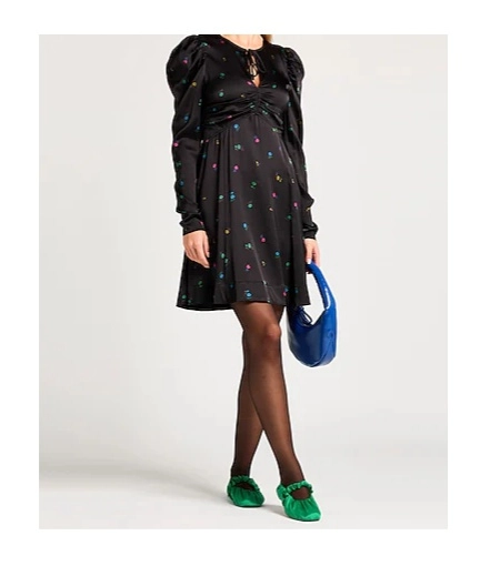 GANNI Floral-print Satin Mini Dress With Gathered Details