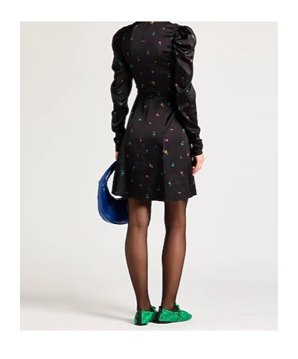 GANNI Floral-print Satin Mini Dress With Gathered Details