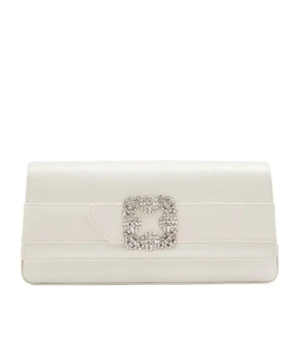 Manolo Blahnik Embellished Satin Clutch - Gray