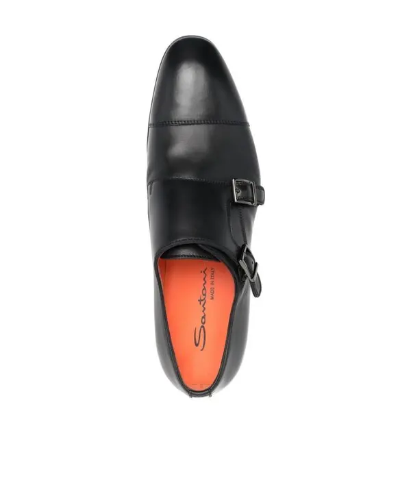 Santoni Double-buckle Leather Monk Shoes