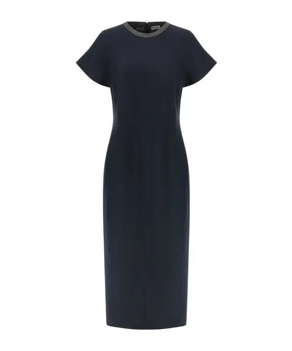 Brunello Cucinelli Monili Embellished Short Sleeve Dress