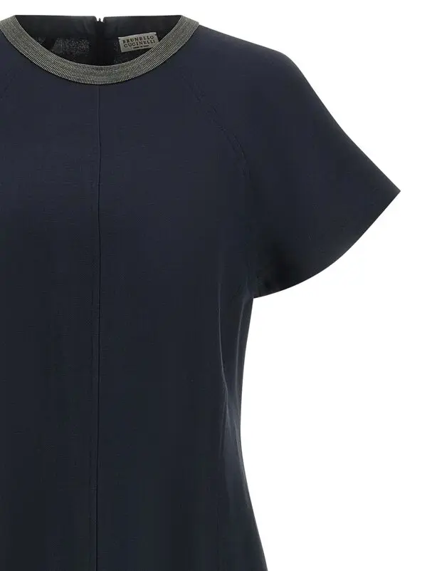 Brunello Cucinelli Monili Embellished Short Sleeve Dress