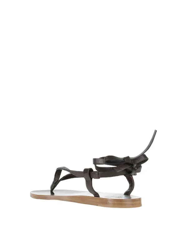 Brunello Cucinelli Leather Thong Sandals With Draped Appliqués
