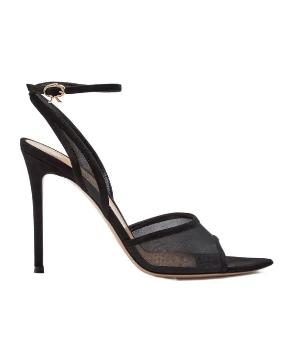 GIANVITO ROSSI Mesh High-heeled Sandals - Black