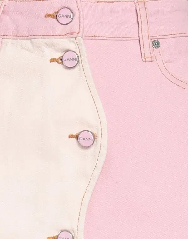 GANNI Color Block Button Front Denim Skirt