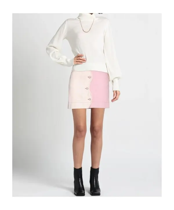 GANNI Color Block Button Front Denim Skirt