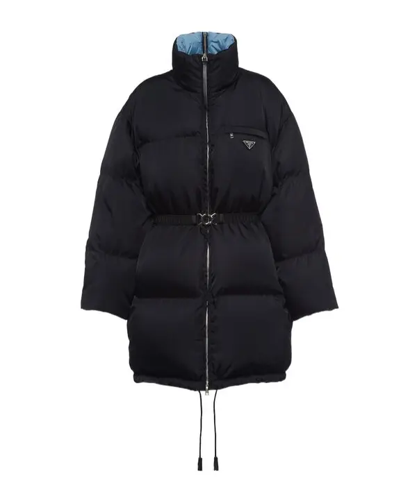 Prada Triangle Logo Belted Puffer Jacket